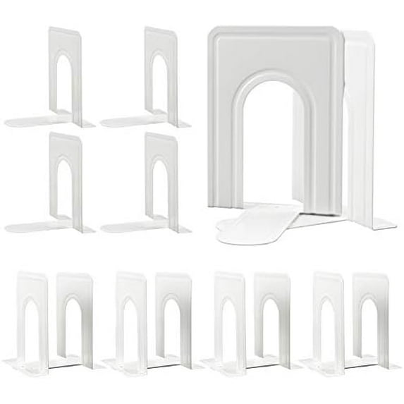 Book Ends, Non-Skid Metal Bookend Supports for Shelves, Heavy Duty Book ...
