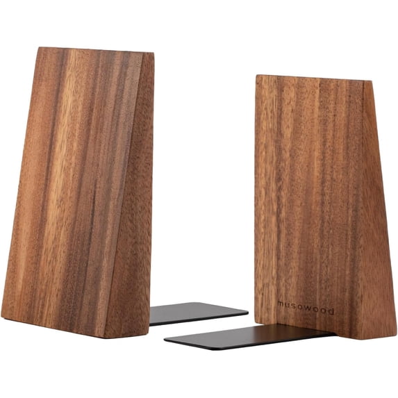 Book Ends, Thickened Wooden Bookends for Heavy Books, Creative ...
