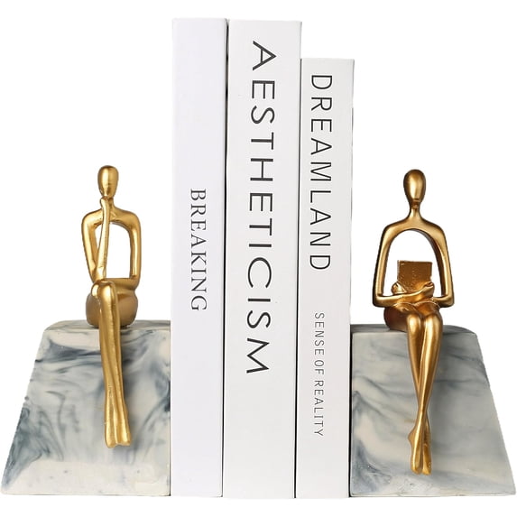 Book Ends for Shelves to Hold Books,Heavy Duty Thinker Abstract Statue ...