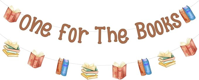 Book First Birthday Decorations, One for the Books 1st Birthday Banner ...