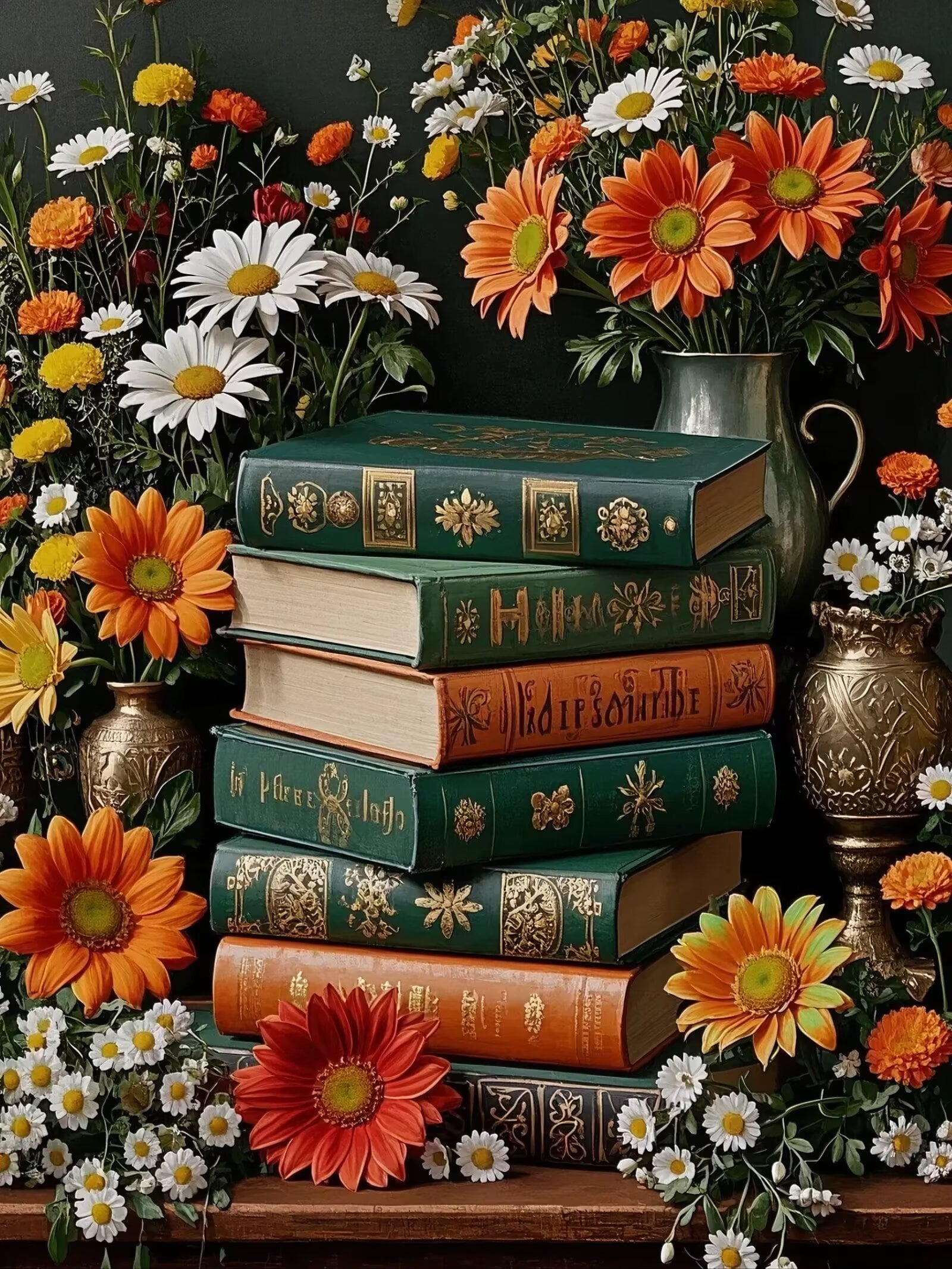 Book Flower Diamond Art Kits for Adults Beginners,Full Round Drill DIY ...