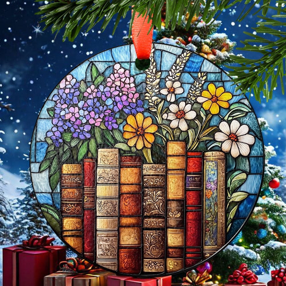 Book Flower7 Christmas Ornament, Ceramic/Acrylic Ornament, Mother’s Day ...