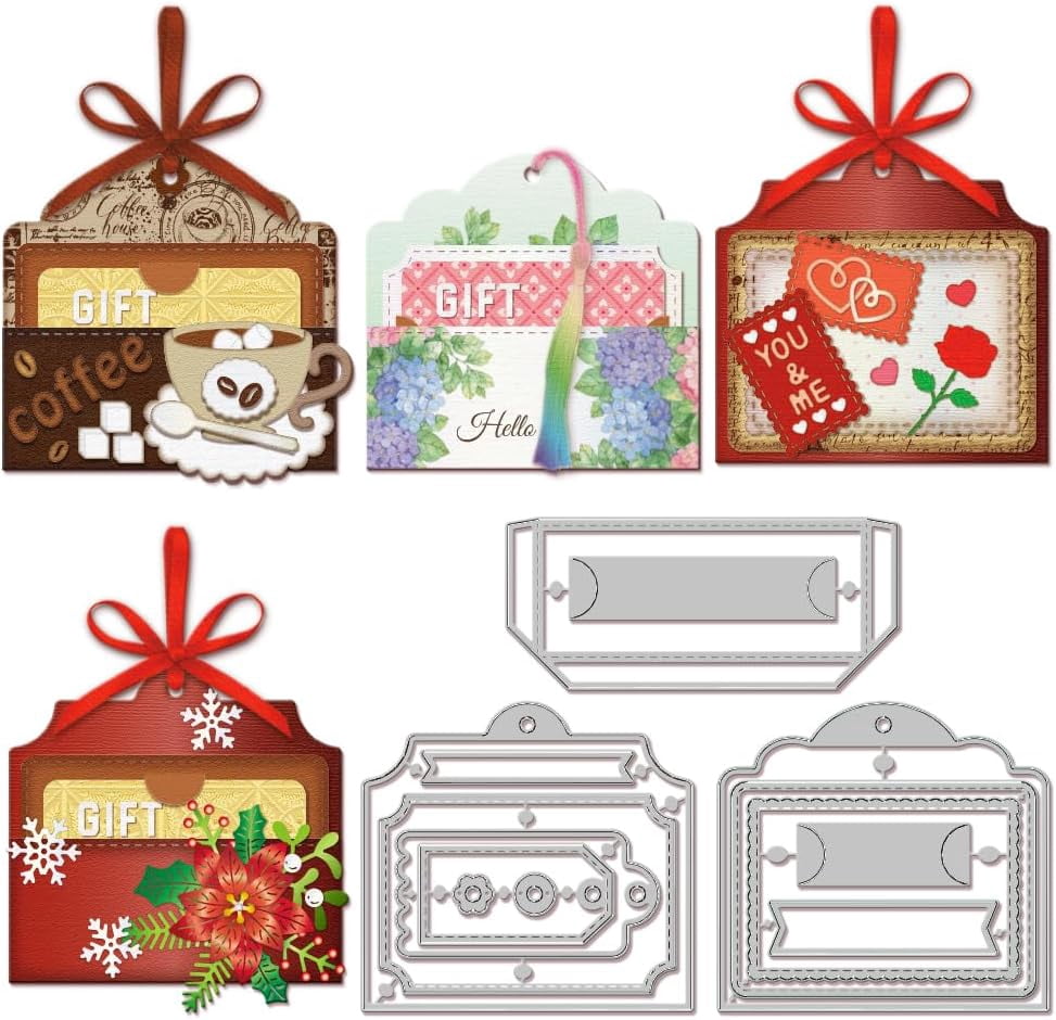 Book Gift Tag Metal Cutting Dies Gift Clip Pocket Tag Bookmark Cut Dies ...