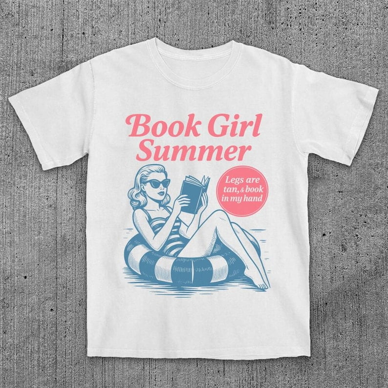 Book Girl Summer – Cute Vintage Reading Graphic Tee, Beach Reader Gift ...