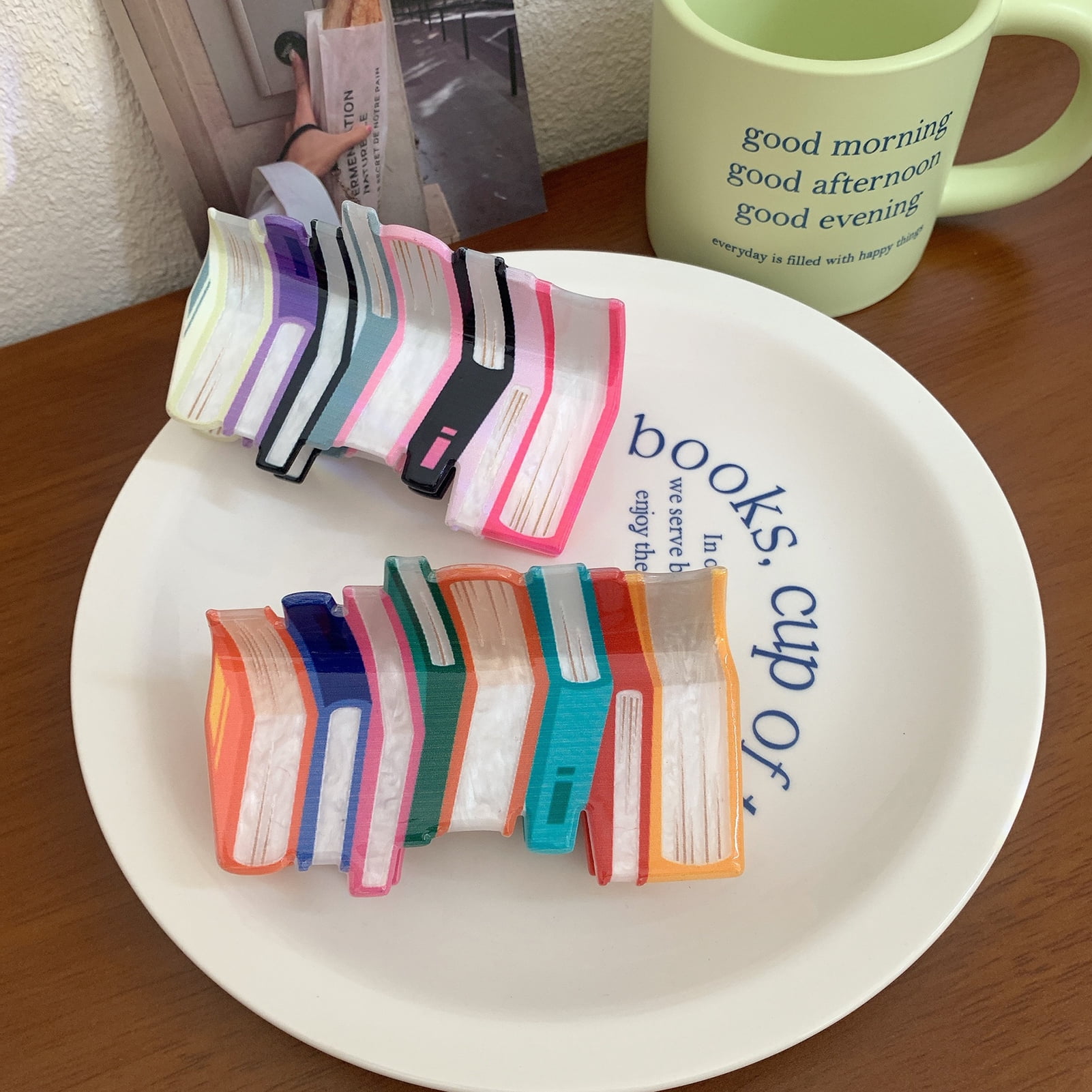 Book Hair Clips Back to School Hair Accessories Acrylic Book Stacked ...