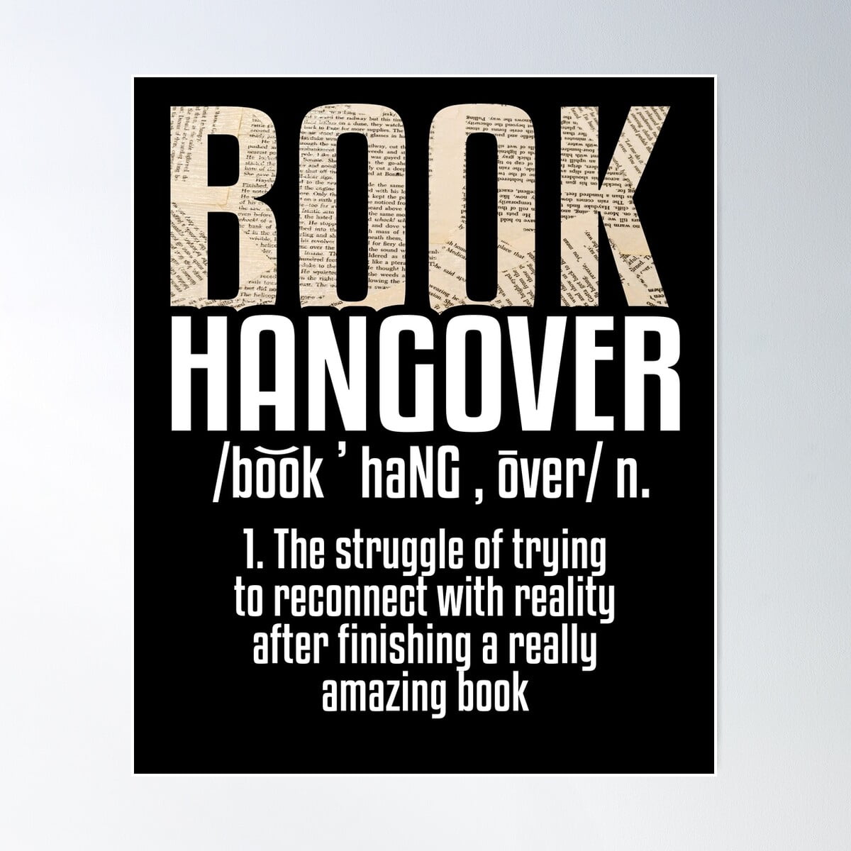 Book Hangover Definition Poster Wall Art, Modern Wall Decor For Living ...