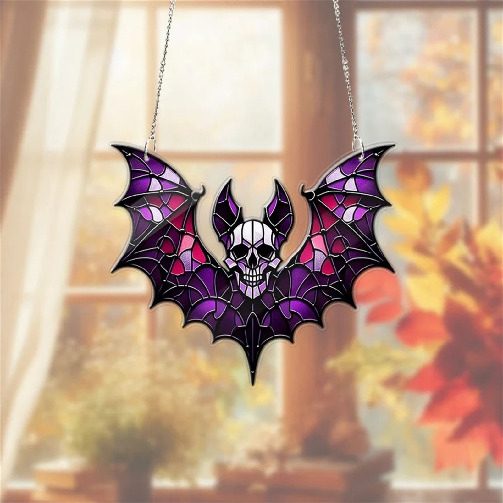 Book Hot Deals! Halloween Bat Stained Glass Suncatcher Window Hanging ...