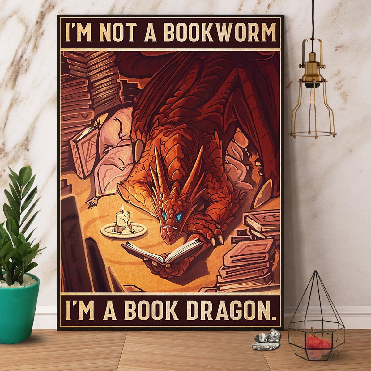 Book I'M Not A Bookworm I'M A Book Dragon Paper Poster No Frame Wall ...