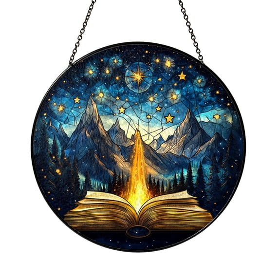 Book Inspired Glass Suncatcher Window Hanging Decor, Celestial Light ...