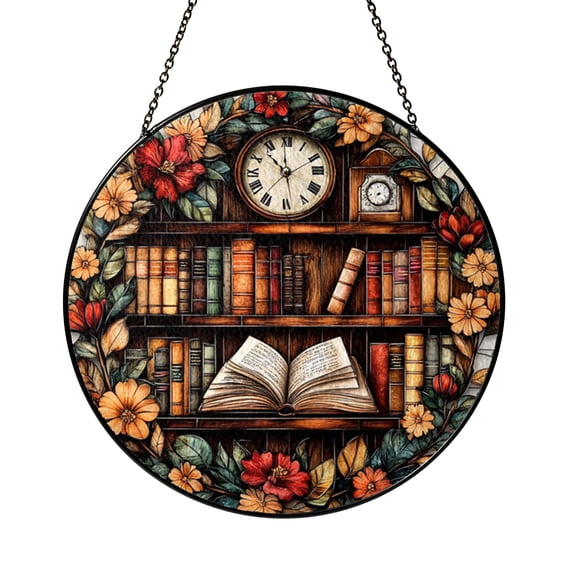 Book Inspired Stained Glass Window Decor Suncatcher, Library Aesthetic ...