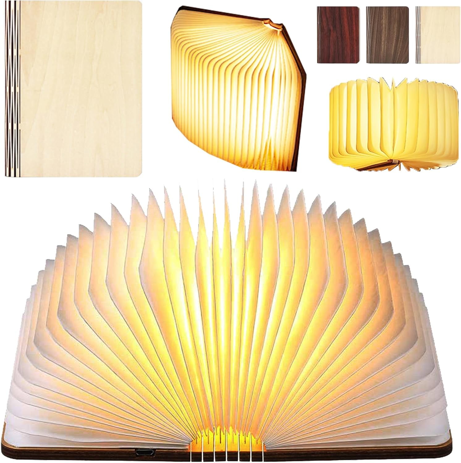 Book Lamp, Book Light, Night Light Lamp, Wooden Folding LED Book Light ...