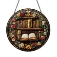 Book Library Themed Glass Suncatcher Window Hanging, Reading Nook Decor ...