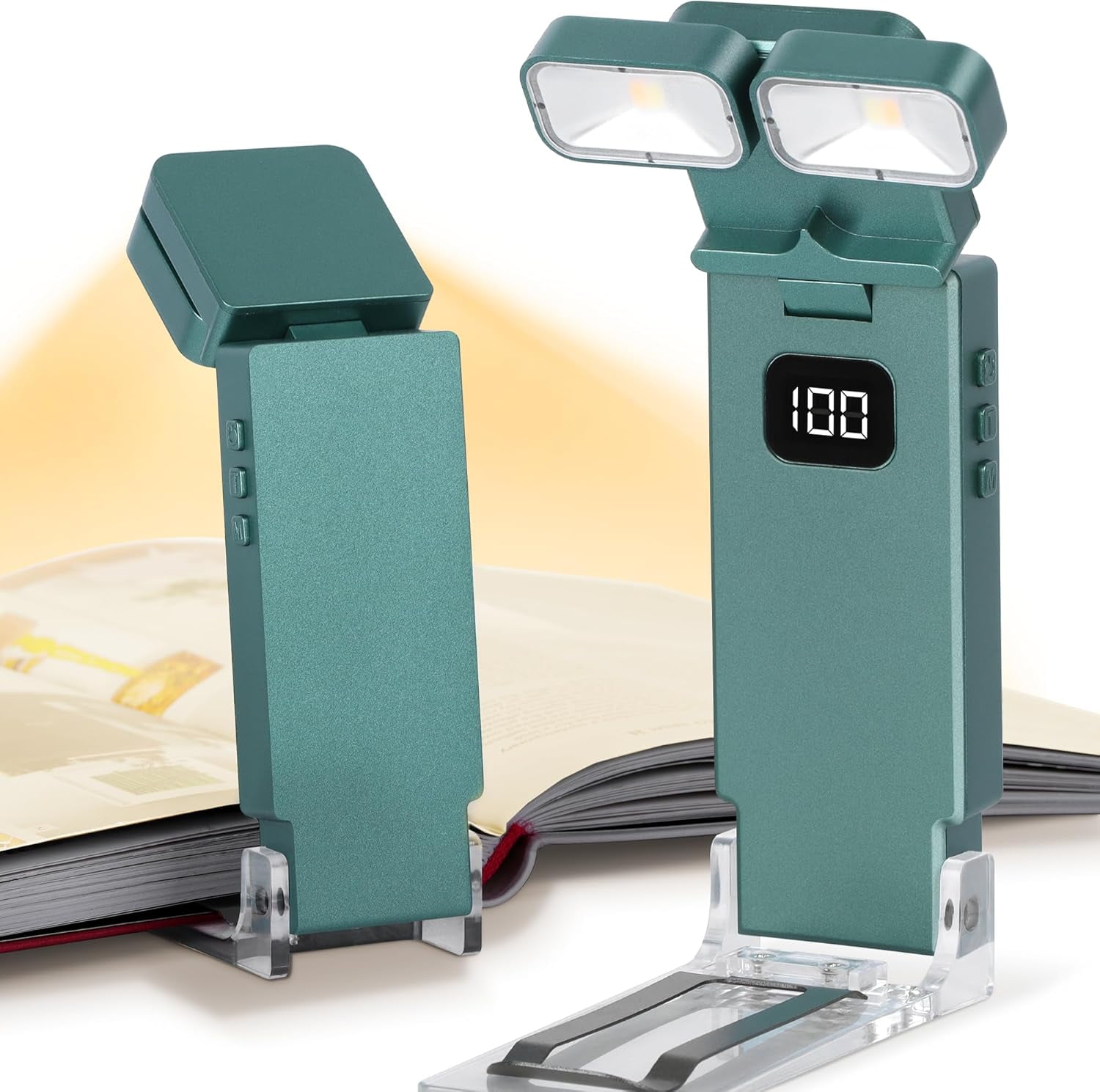 Book Light,1000mAh Dual-Heads Reading Light for Bedtime with Screen ...
