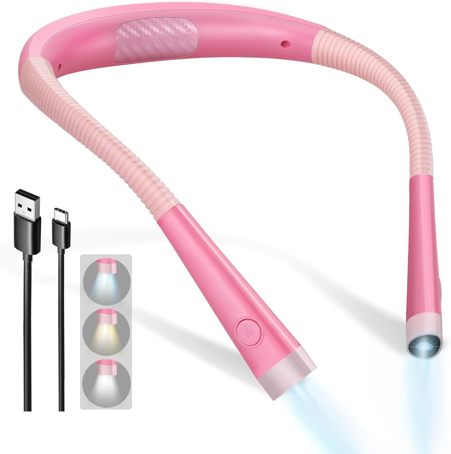 Book Light, 3-Color & 6-Brightness Reading Light, Bendable Light, 80-hr Lasting Book Light ...