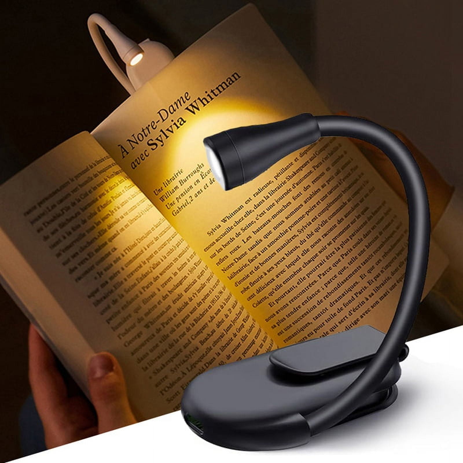 Book Light 3 Color Reading Light USB Rechargeable Portable Book Lamp ...