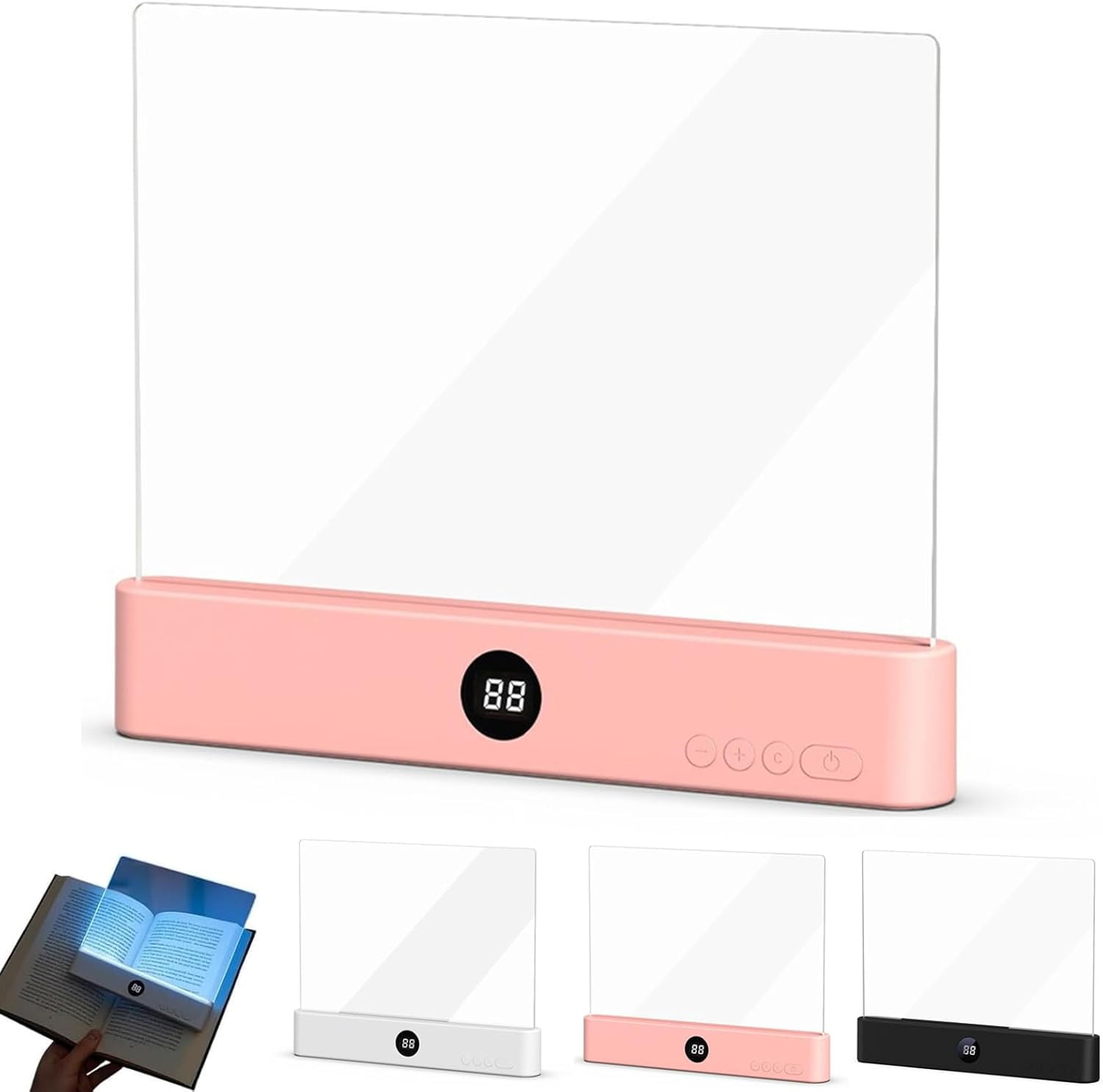 Book Light Clear Page, Rechargeable LED Clear Full Page Reading Light 3 ...
