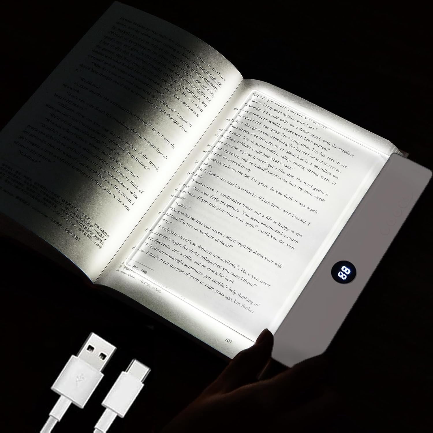 Book Light, Dimmable LED Reading Light 3 Color Flat Book Lamp for ...