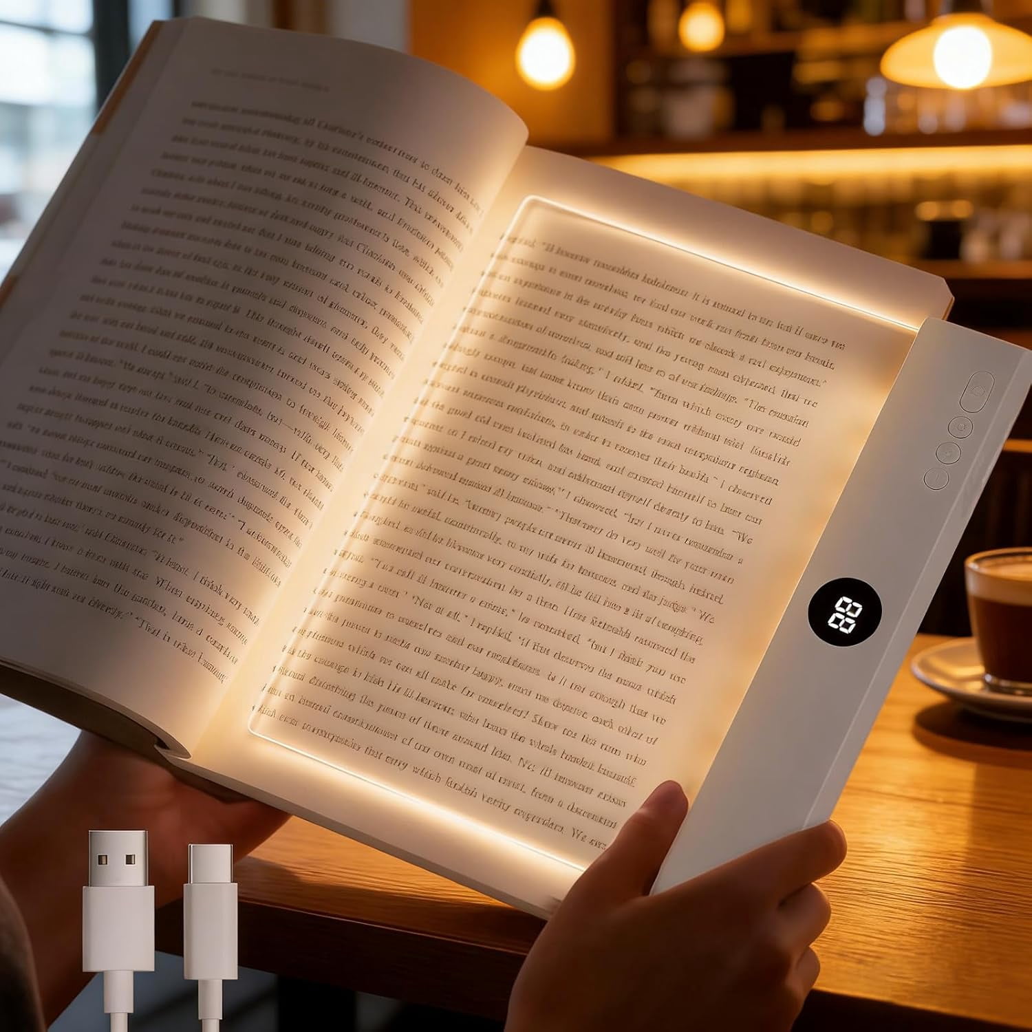 Book Light, Rechargeable Clear LED Flat Book Lights with 3 Colors ...
