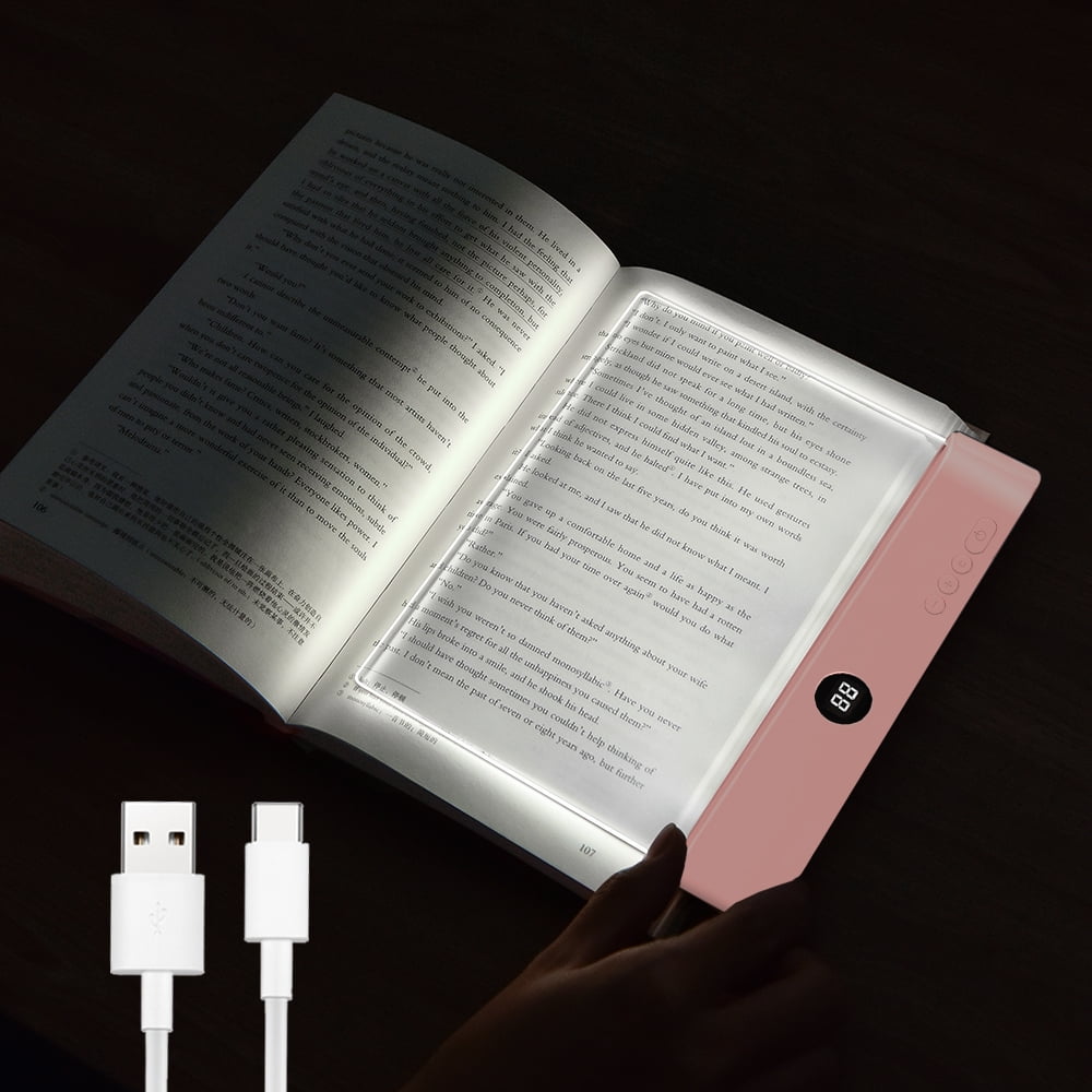 Book Light, Rechargeable Clear LED Flat Reading Light with 3 Colors ...