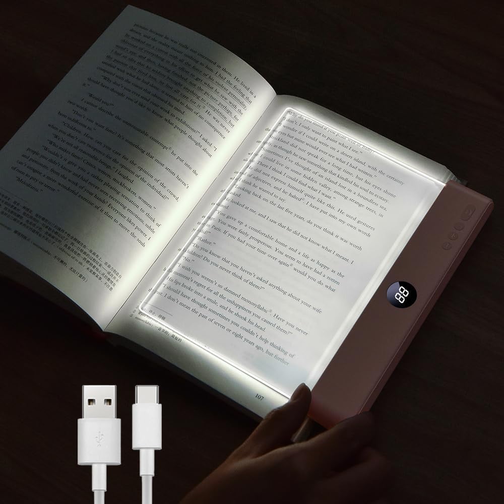 Book Light, Rechargeable Flat LED Page Light with 3 Color Modes & Timer ...