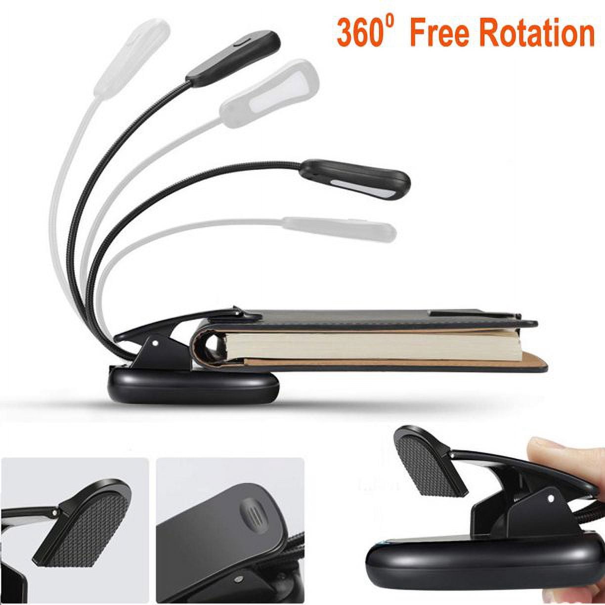 Book Light, Rechargeable Reading Light 5 LED Easy Clip on Reading Lamp ...