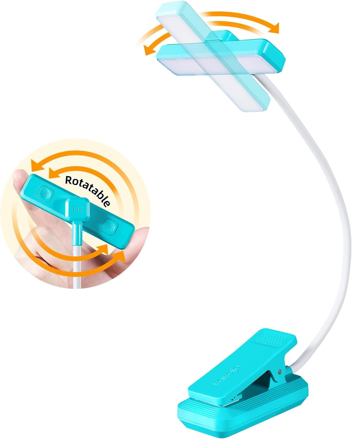 Book Light Rotatable:24 LEDs Reading Light, 3-Color & 9-Brightness Book ...