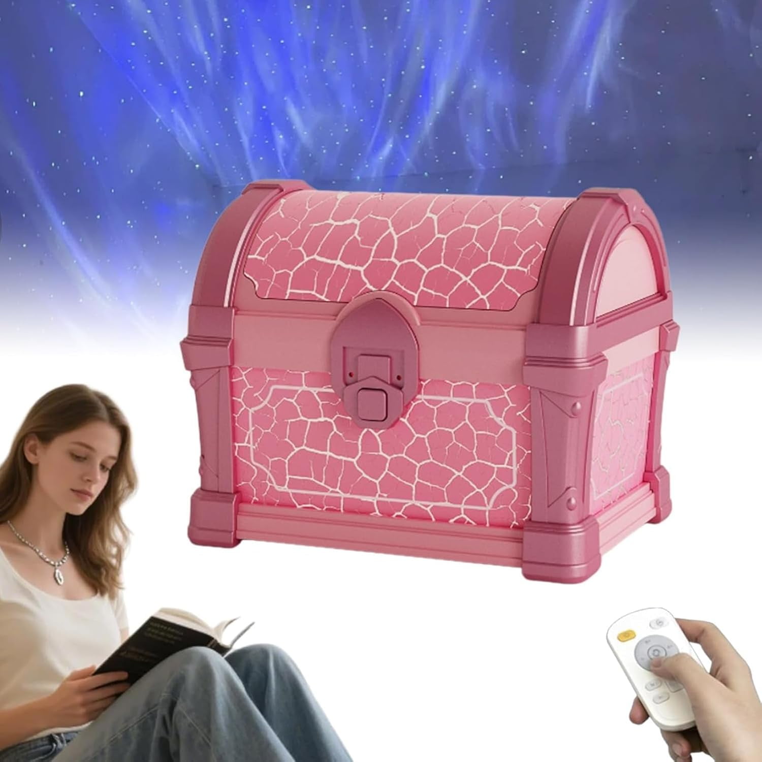 Book Light Treasure Box, Magical Treasure Lamp with 8 Color Lighting ...