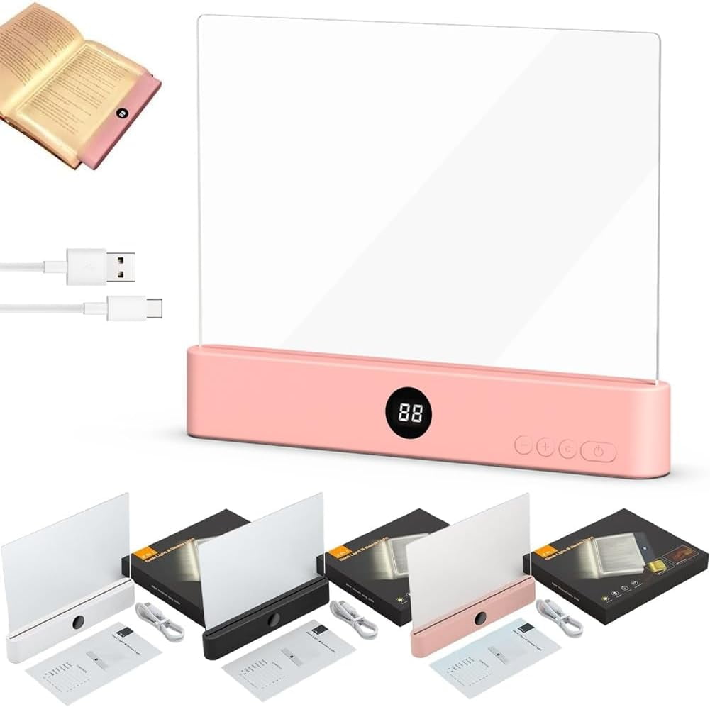 Book Light Treasure Box, Smart Clear LED Flat Page Glow Reading Light ...