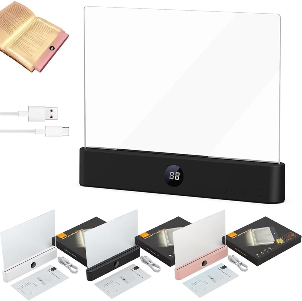 Book Light Treasure Box, Smart Clear LED Flat Page Glow Reading Light ...