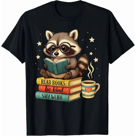 Book Lover Animal Reading Book Stack for Unisex Graphic Short Sleeve ...