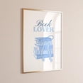 Book Lover Art Blue Book Stack Illustration Readers Literary Wall Decor ...