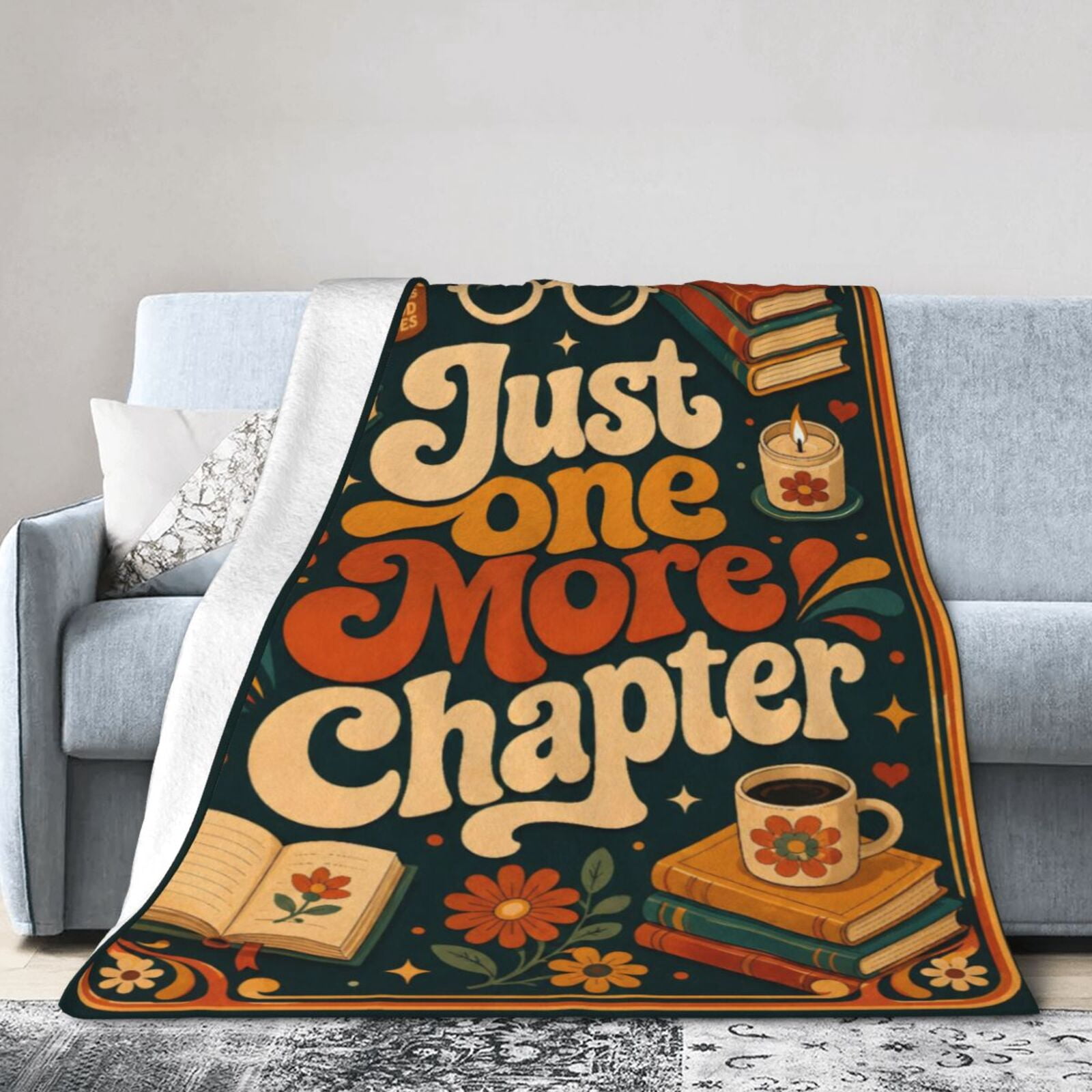 Book Lover Blanket Gift Throw Blanket Cozy Soft Retro Floral Coffee ...