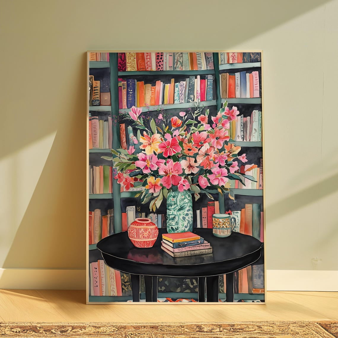 Book Lover Botanical Cozy Library Wall Art, Unframed Paper Print Size ...