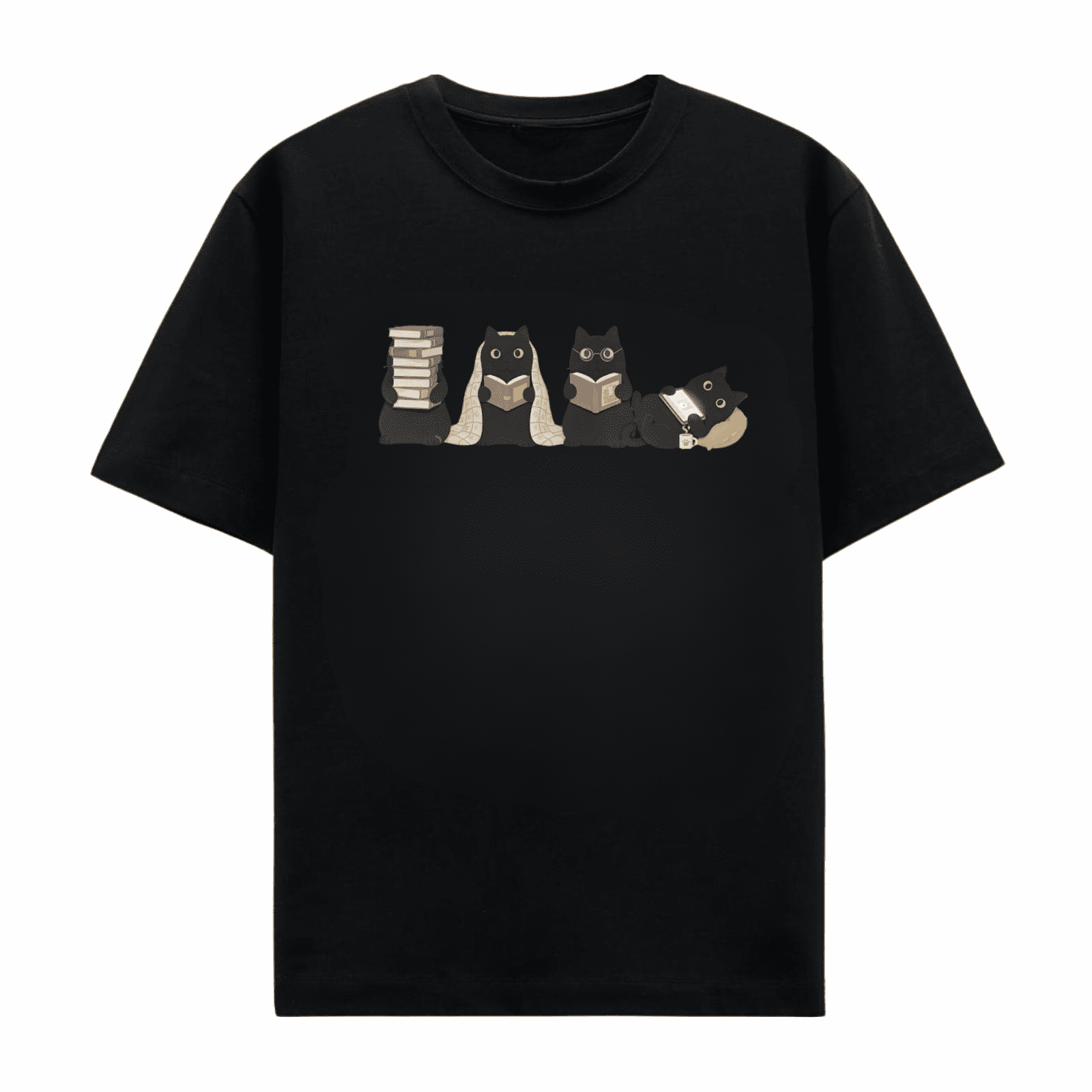 Book Lover Cat Graphic T-Shirt for Women, Cute Reading Cat Shirt ...