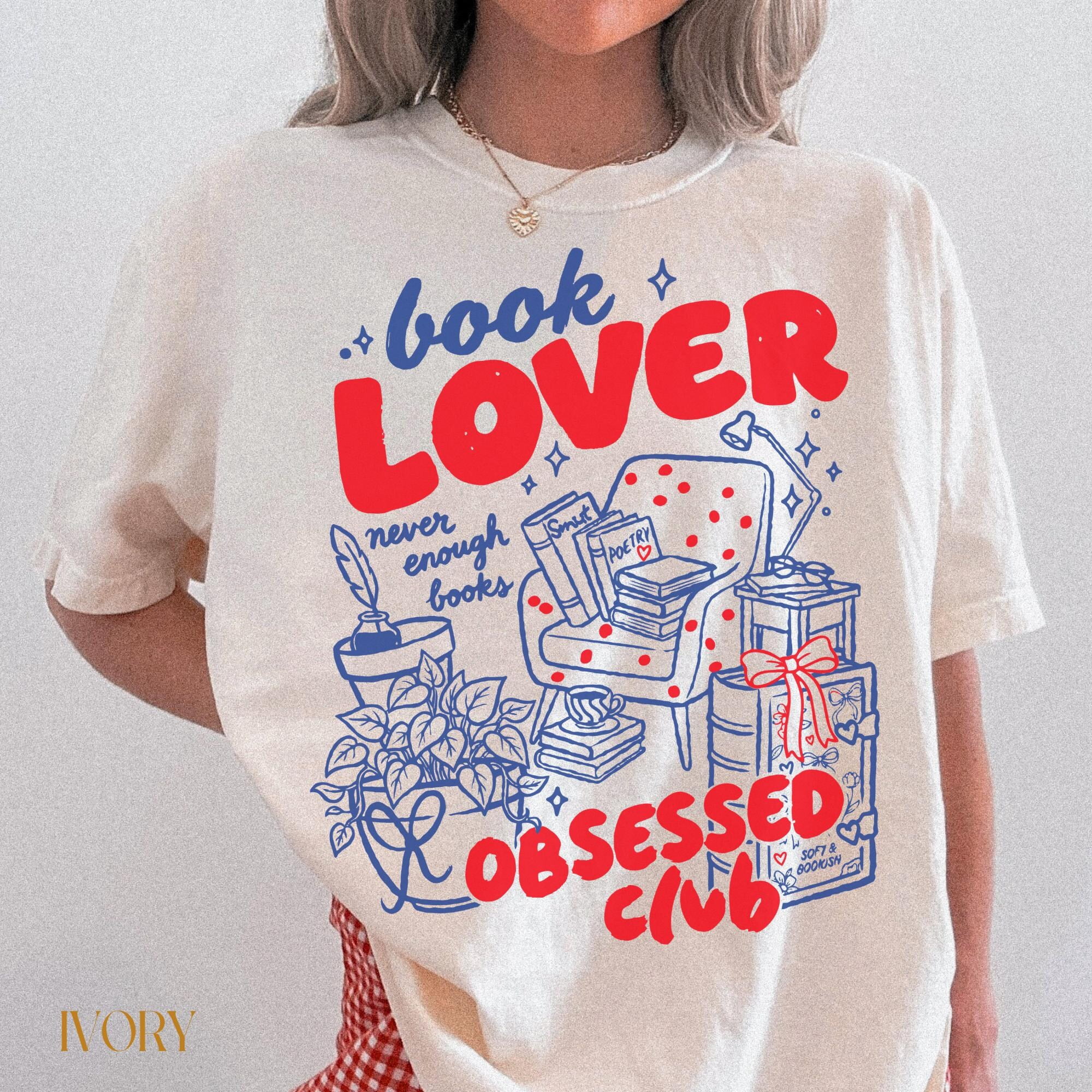 Book Lover Club Shirt Retro Book Gift Bookworm Tshirt Bookish Doodle ...