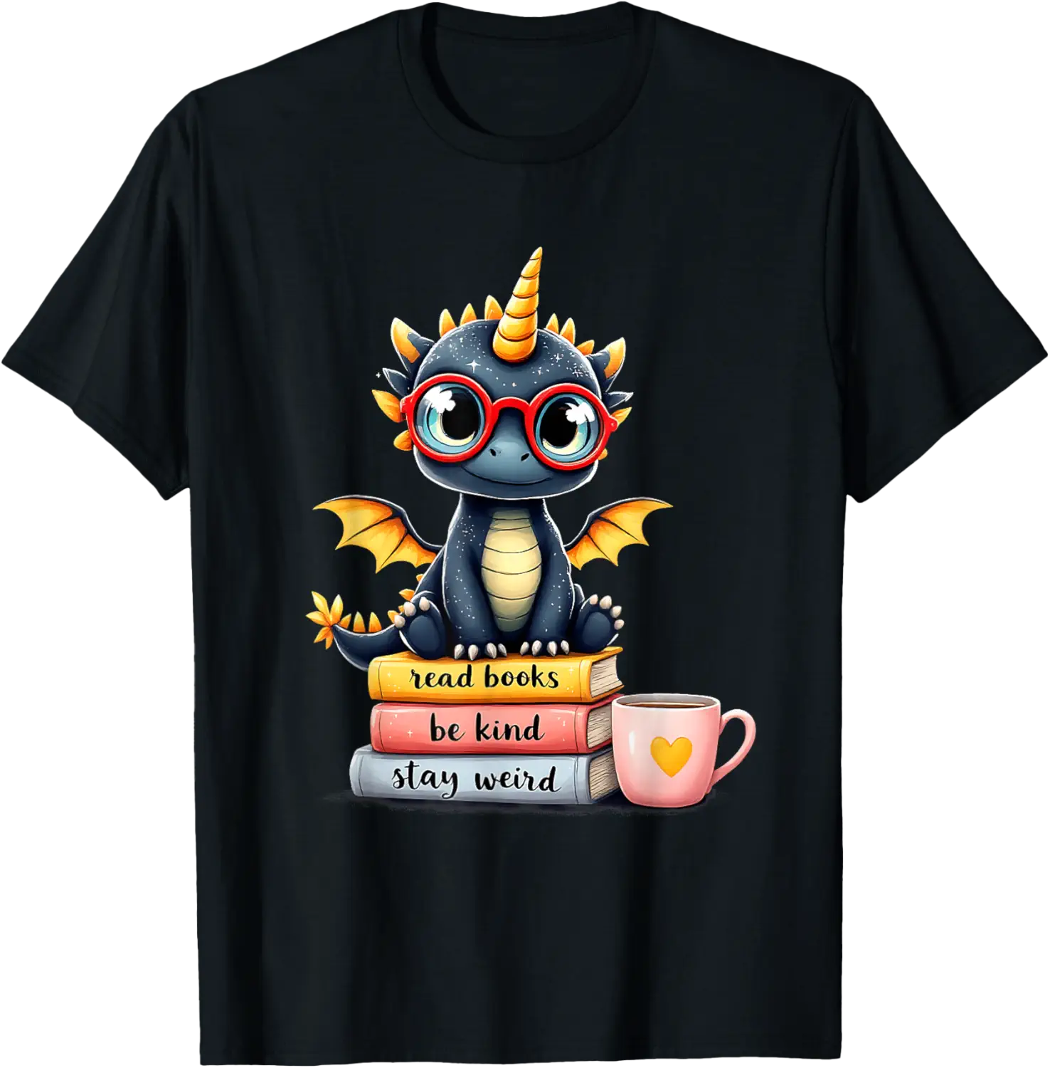 Book Lover Cute Baby Dragon Reading Design T-Shirt - Walmart.com