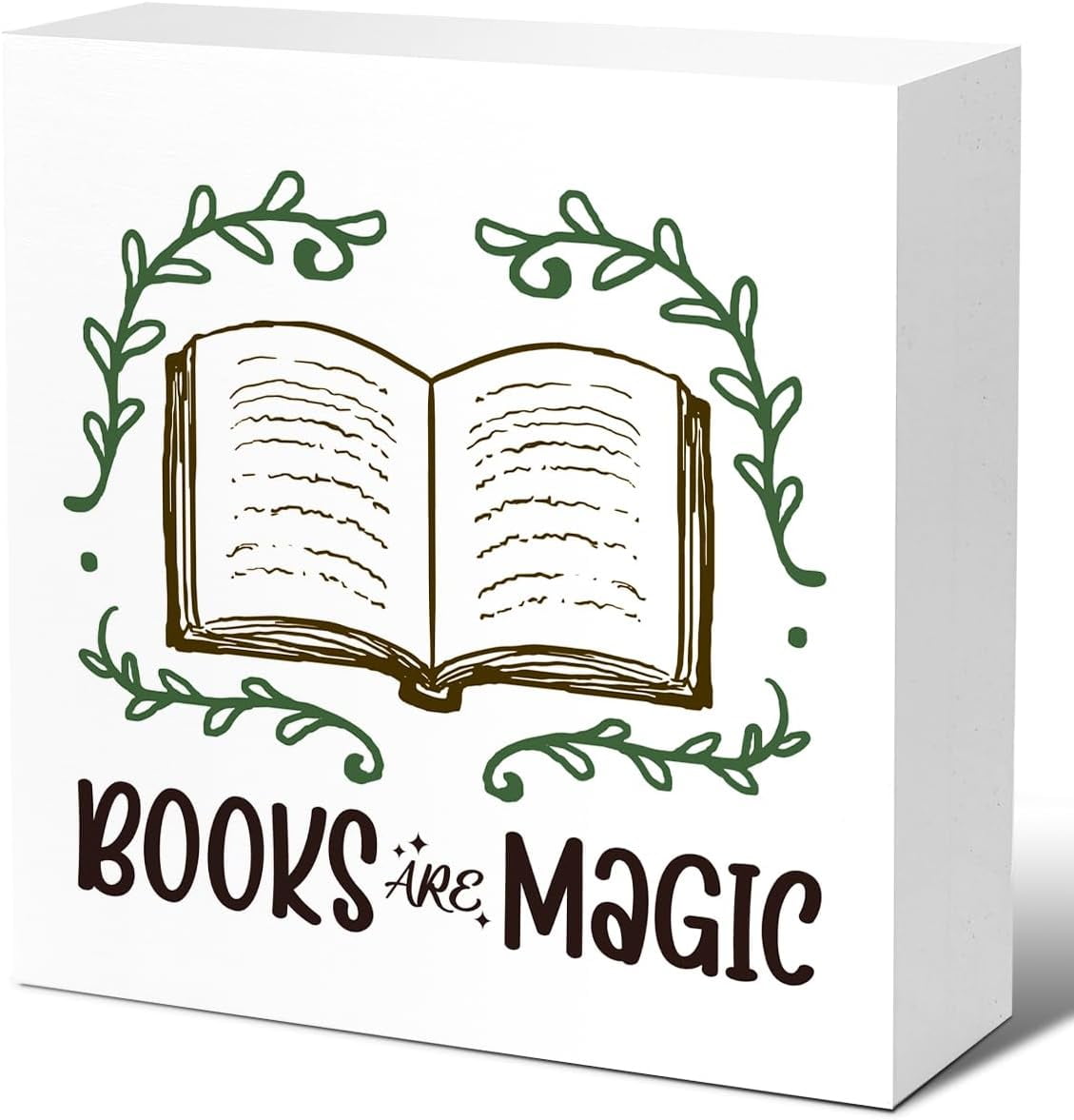 Book Lover Desk Decor,Books are Magic Wood Block Sign Desk Decor for ...