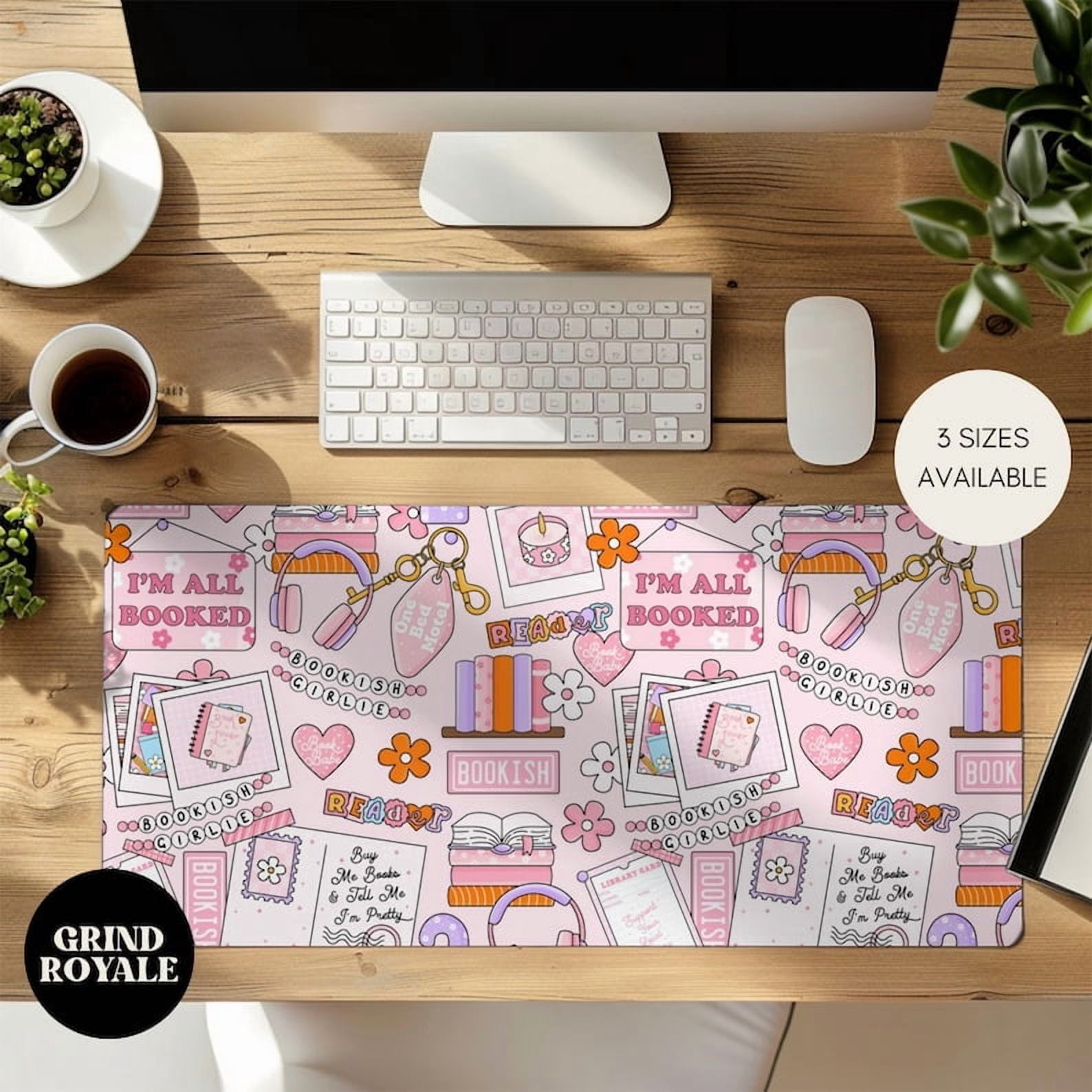Book Lover Desk Mat for Home Office Decor, Cute Reader Mouse Pad ...