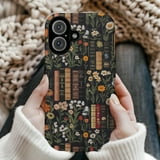 Book Lover Floral Aesthetic Bookshelf Phone Case 17 16 15 14 13 12 11 ...