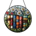 Book Lover Floral Stained Glass Panel Window Hanging Literary Inspired ...