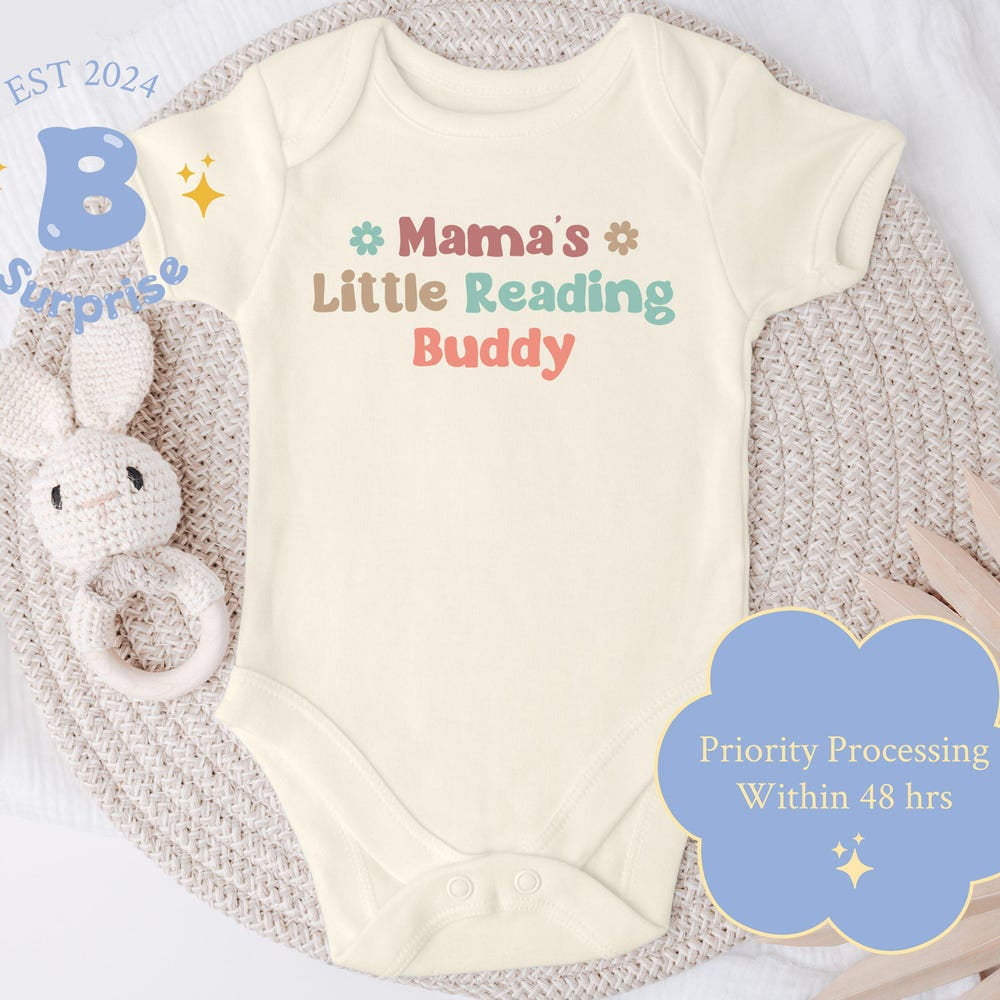 Book Lover Girl Onesie, Mama'S Little Reading Buddy Bodysuit, Librarian ...