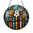 Book Lover Glass Suncatcher with Floral Design, Literary Window Hanging ...
