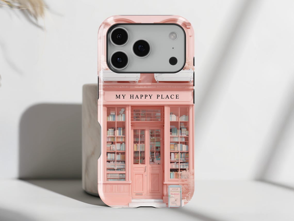 Book Lover Happy Place Phone Case Cute Literary Art for iPhone 17 16 15 ...