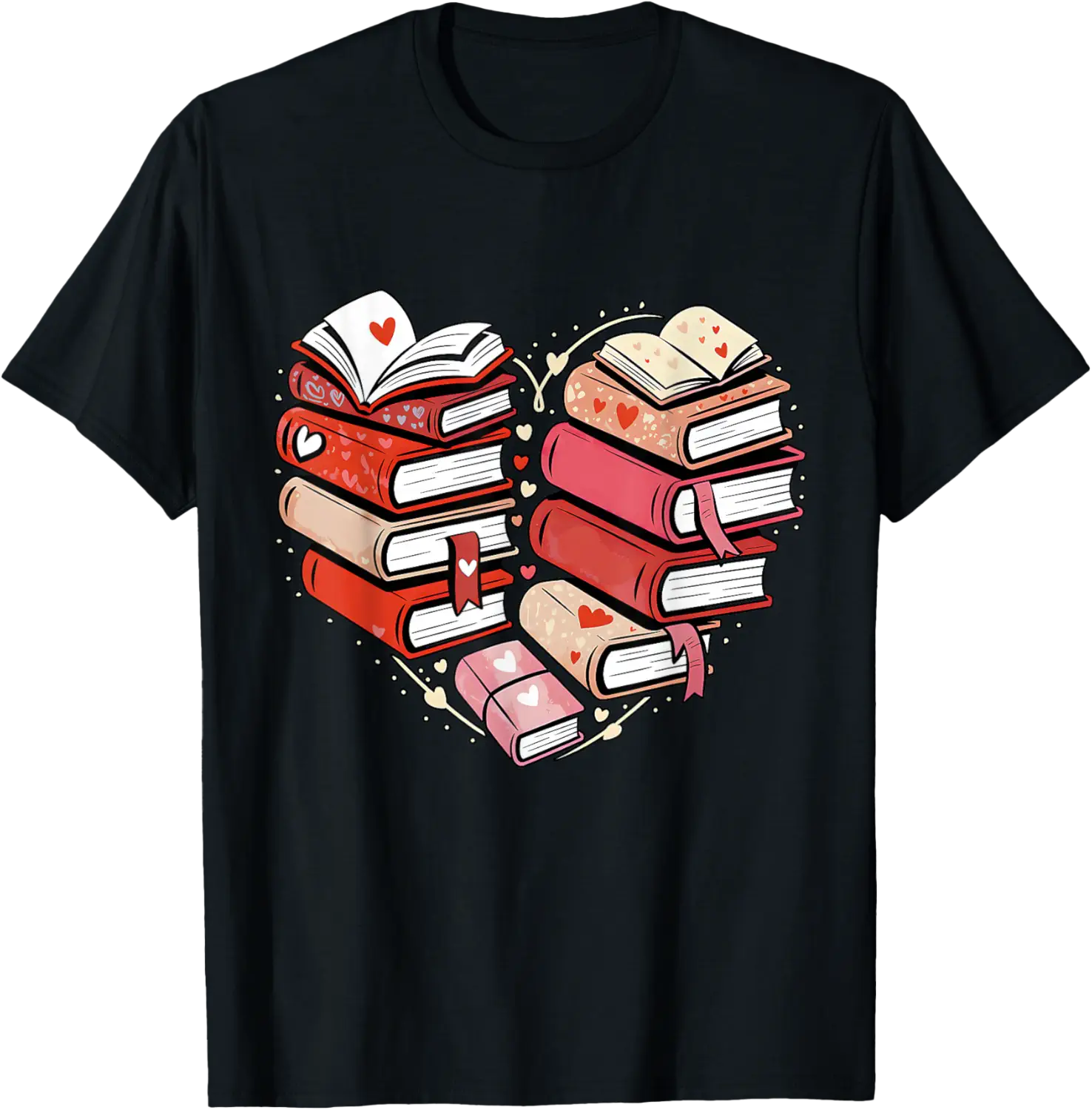 Book Lover Heart Shape Reading Librarian Valentine Men Women T-Shirt ...