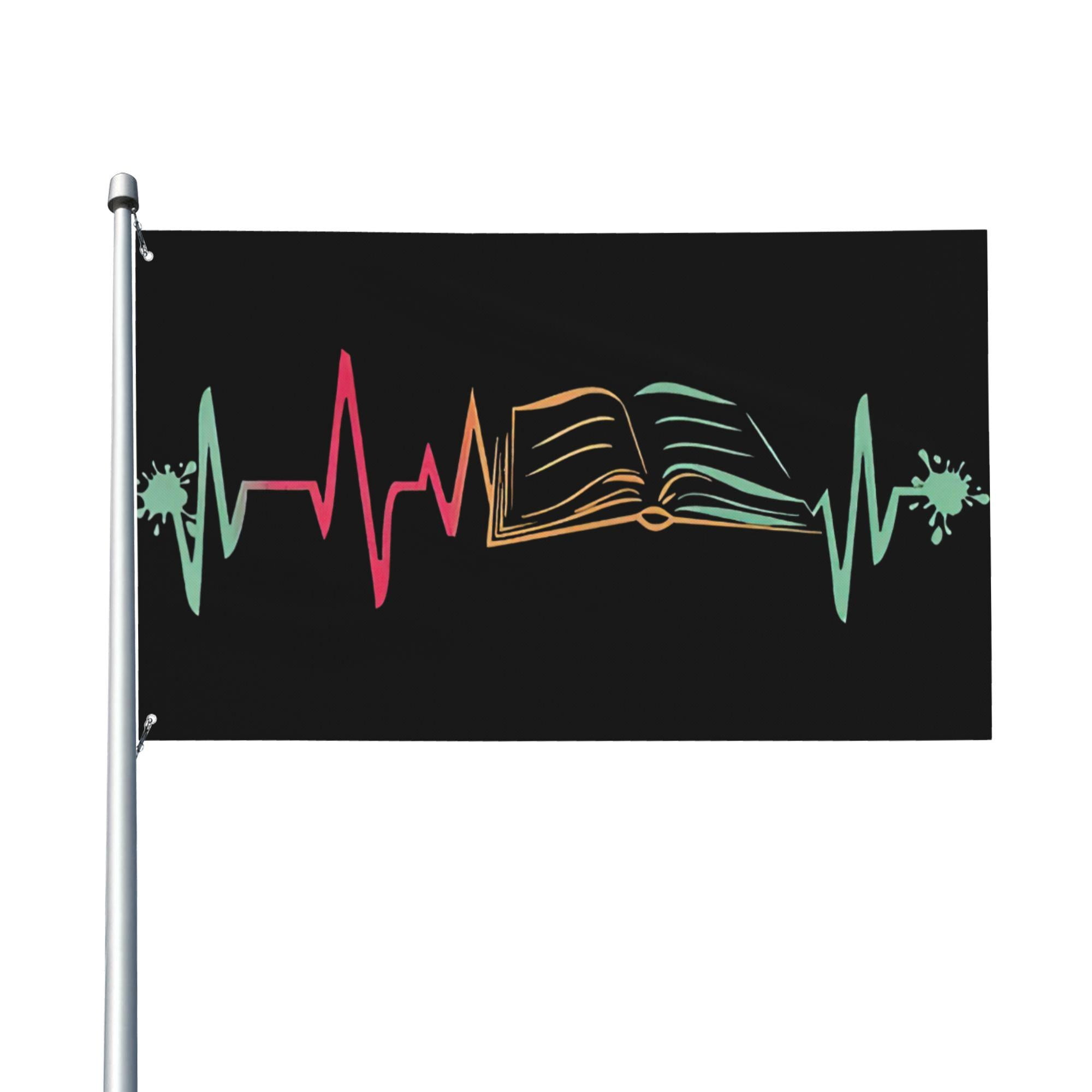 Book Lover Heartbeat Bookworm Reading Flag For Indoor Home House Decor ...