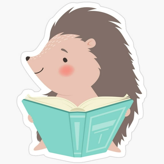 Book Lover Hedgehog Hydro Sticker Phone Decal Water Bottle Stickers Car ...