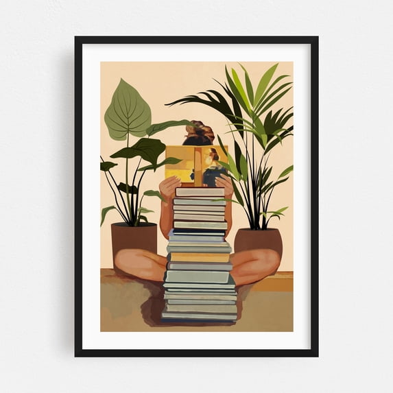 Book Lover - Illustration Reading Botanical Boho Minimalist Modern Art ...
