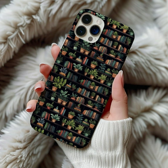 Book Lover Library Bookshelf Plants Phone Case with iPhone 17 to 11 Pro ...
