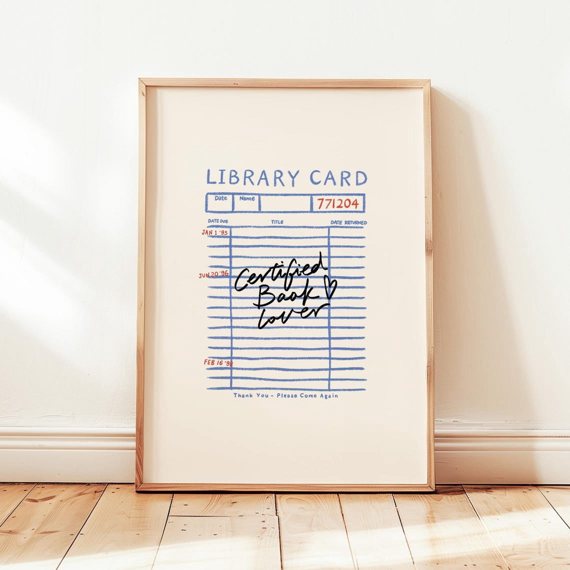 Book Lover Library Card Poster Bookish Minimalist Booktok Wall Decor ...