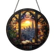 Book Lover Library Glass Suncatcher Window Decor Warm Literary Sunset ...
